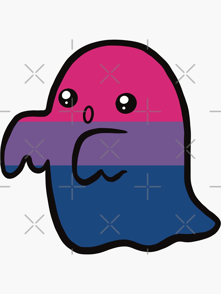 "Bi pride flag cute ghost" Sticker by Namidere7 | Redbubble