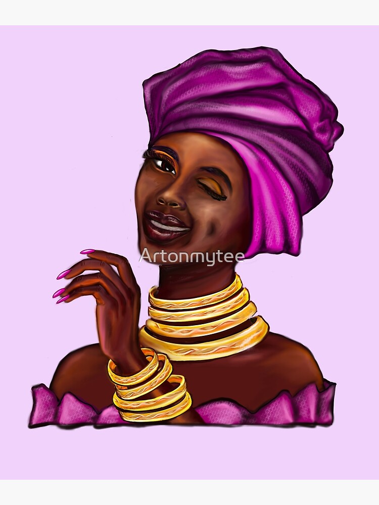 "Queen wink side eye Black is beautiful black girl with Gold bangles ...