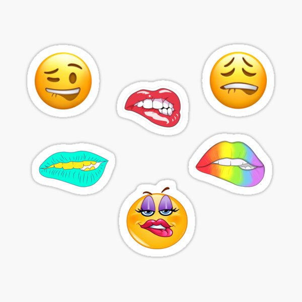 "Biting Lip Emoji" Sticker for Sale by LashCreations | Redbubble