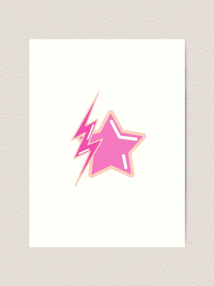 "Star Lightning Preppy Aesthetic Pink Pink Beige White" Art Print by ...