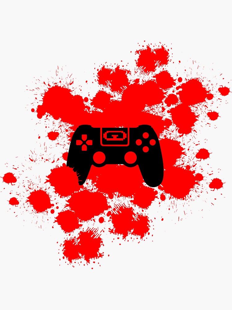 "Game Controller with Red Paint Splatter " Sticker for Sale by Wallas09 ...