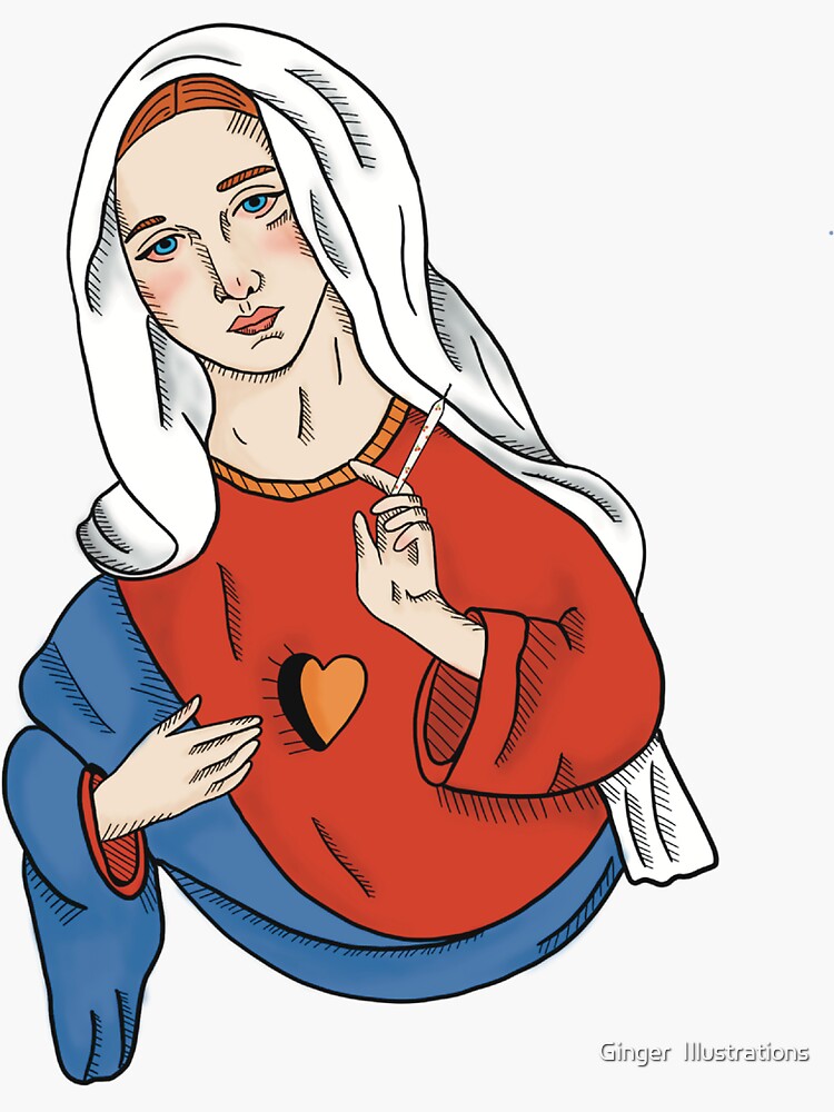 "Mother Mary, Holy Mary" Sticker by gingerillust | Redbubble