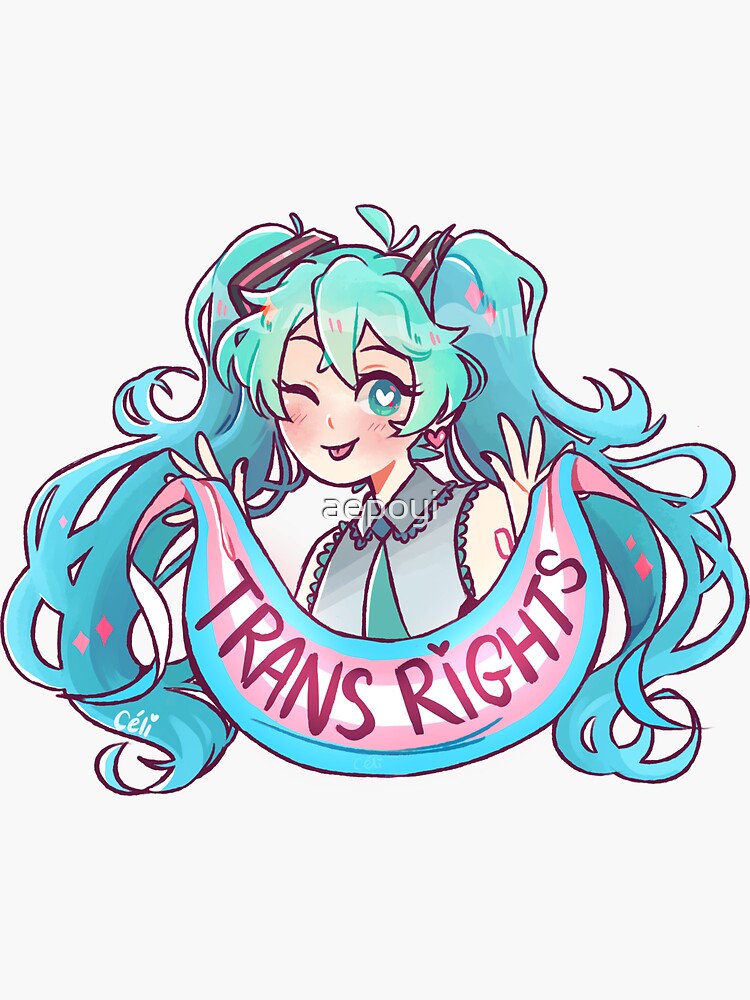 "miku says trans rights!" Sticker for Sale by aepoyi | Redbubble