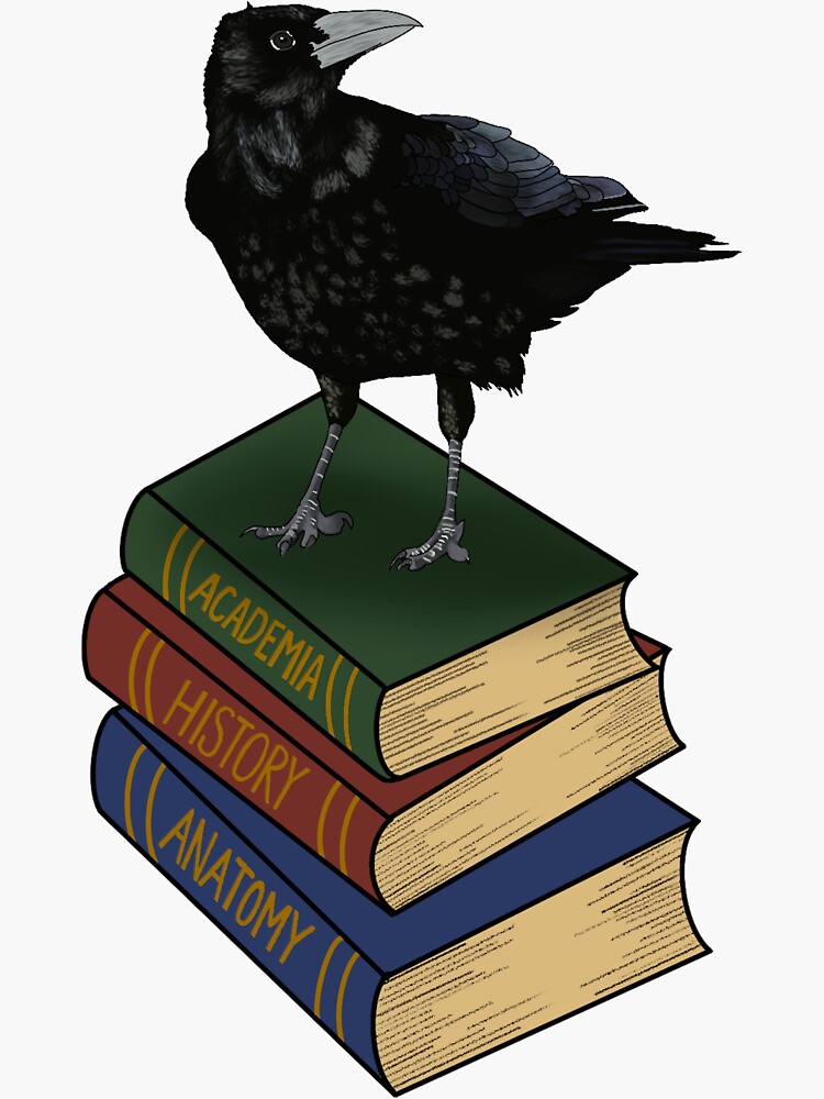 "Dark Academia Crow on Stack of Books" Sticker for Sale by easears ...