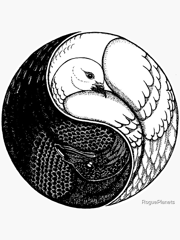 "Raven and Dove" Sticker by RoguePlanets | Redbubble