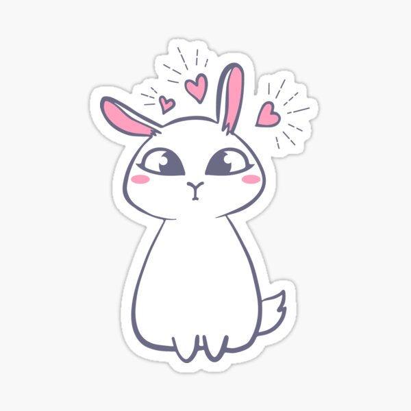 "Cute white rabbit" Sticker by Fishik | Redbubble