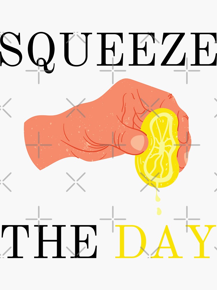 "Squeeze the day! - Motivational humor" Sticker for Sale by PrintMyWit ...