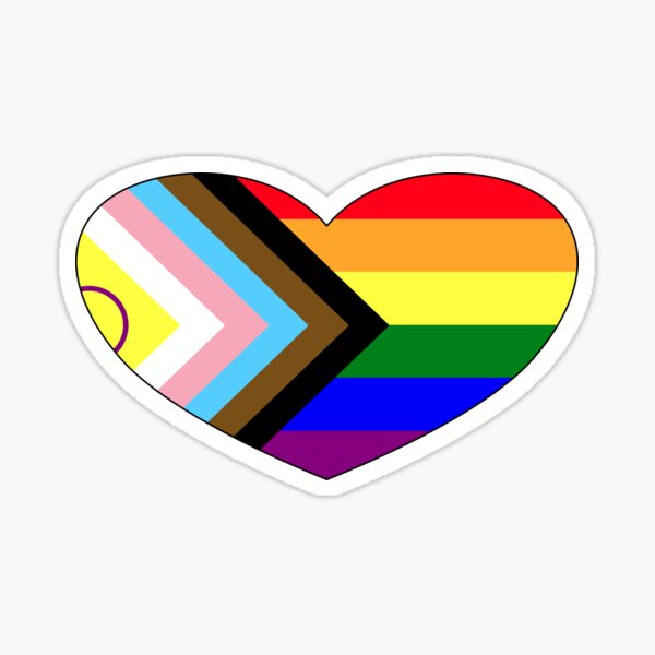 "Progress Pride Flag 2021 Heart" Sticker for Sale by MathyMagician ...