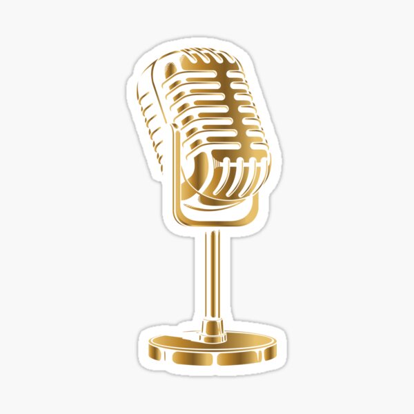 "Golden Vintage Microphone" Sticker for Sale by artdesignforyou | Redbubble