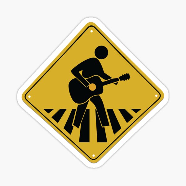 "Guitar Player crossing Road Sign" Sticker for Sale by oganje | Redbubble