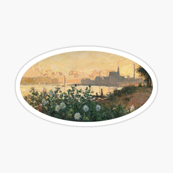 "Flowered Riverbank, Argenteuil (1877) - Claude Monet" Sticker for Sale ...