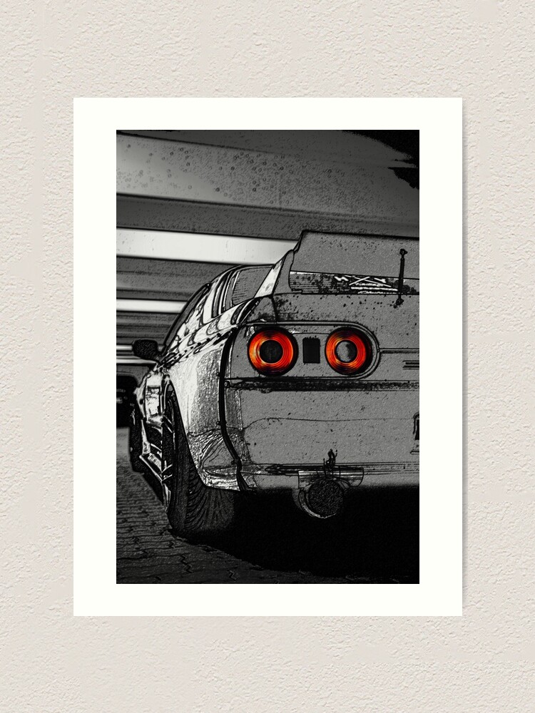 "Nissan Skyline R32 GTR rear end, Classic JDM Sketch Art." Art Print by ...