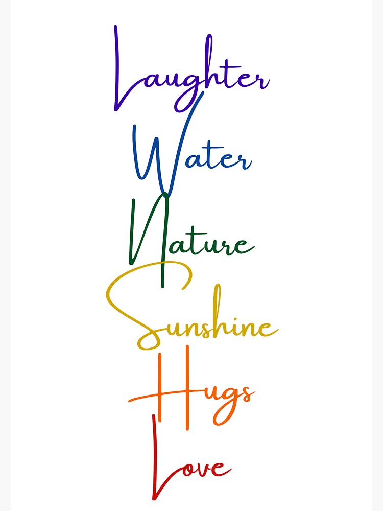"Happy Life Essentials Word Rainbow " Sticker by visual-samadhi | Redbubble
