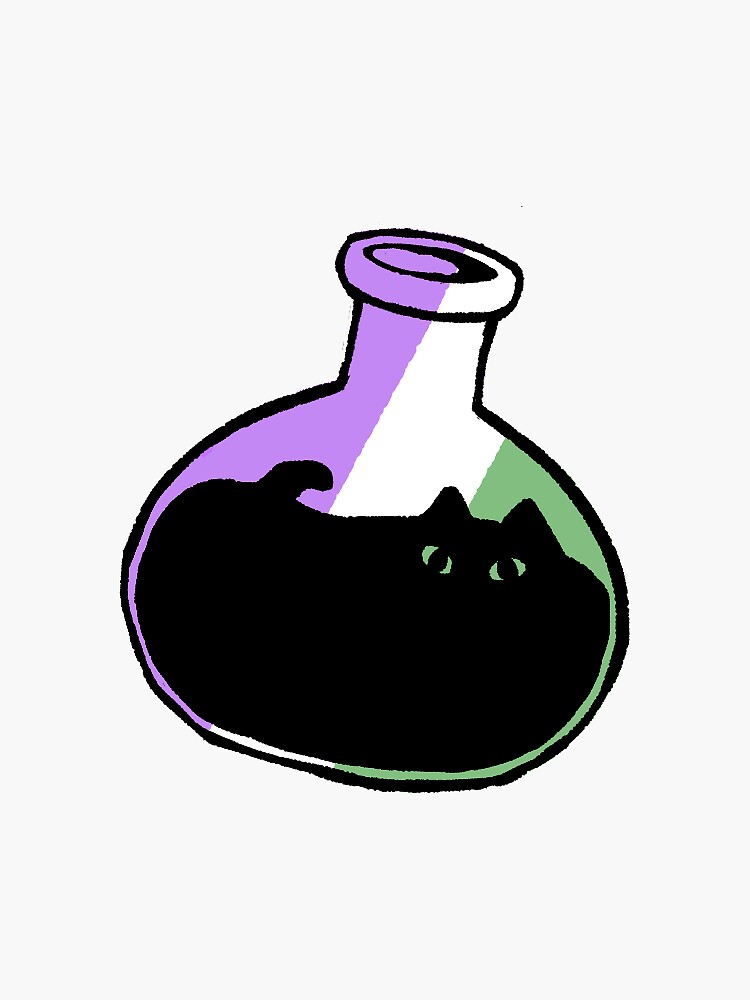 "Genderqueer Pride Bottle Cat" Sticker for Sale by DrawingJordy | Redbubble