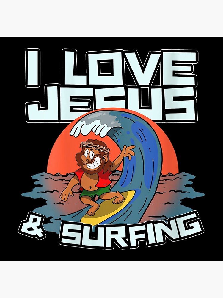 Póster «Tabla de surf de dibujos animados de surf de I Love Jesus para ...