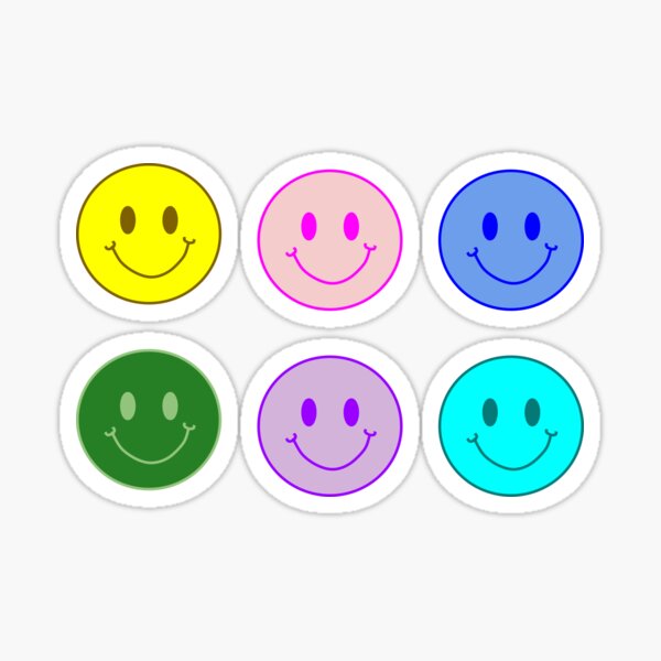 "Funky Smiley Face Set" Sticker for Sale by thelazydaisy | Redbubble