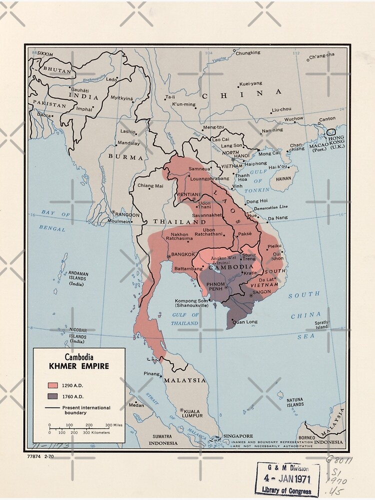 "CIA map showing extent of the Khmer Empire" Poster by erinobaker ...