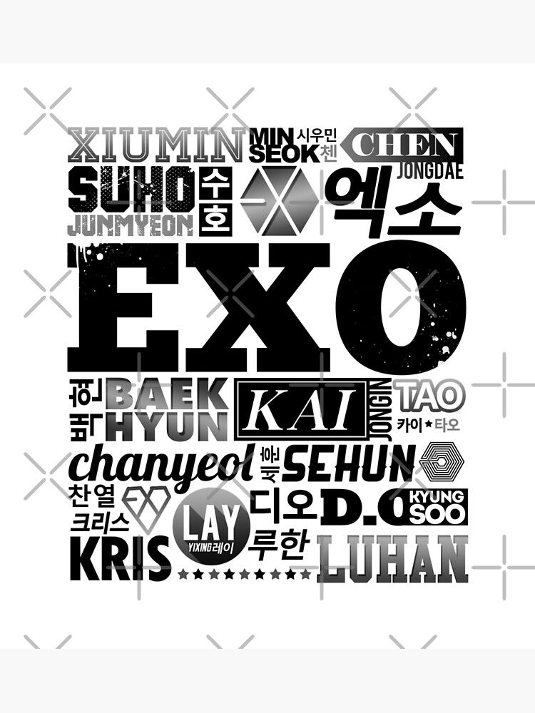 "EXO Font Collage" Poster for Sale by skeletonvenus | Redbubble