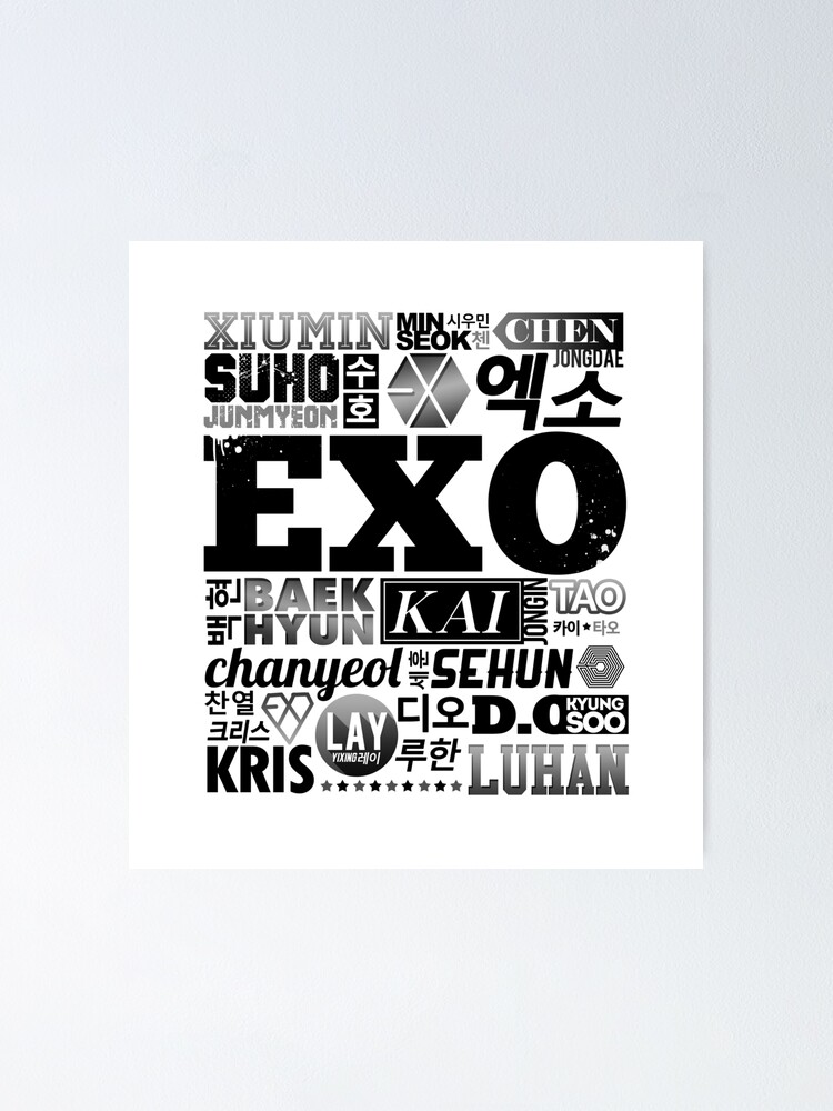 "EXO Font Collage" Poster for Sale by skeletonvenus | Redbubble