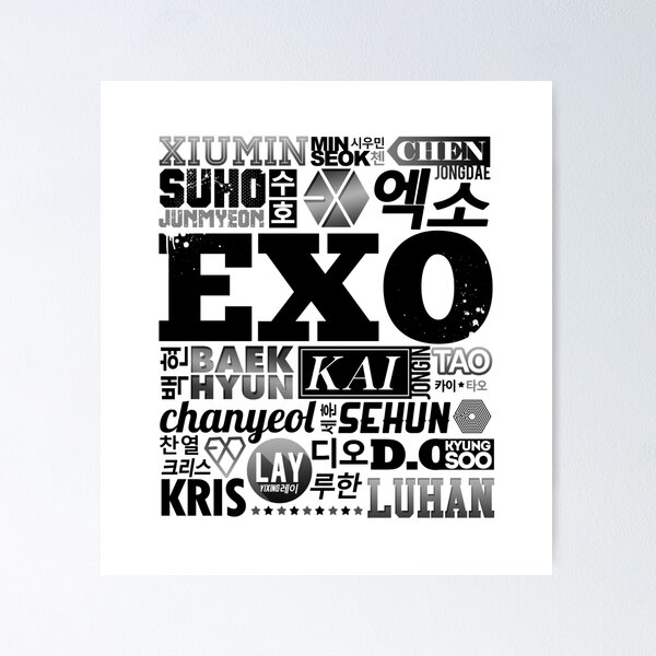 "EXO Font Collage" Poster for Sale by skeletonvenus | Redbubble