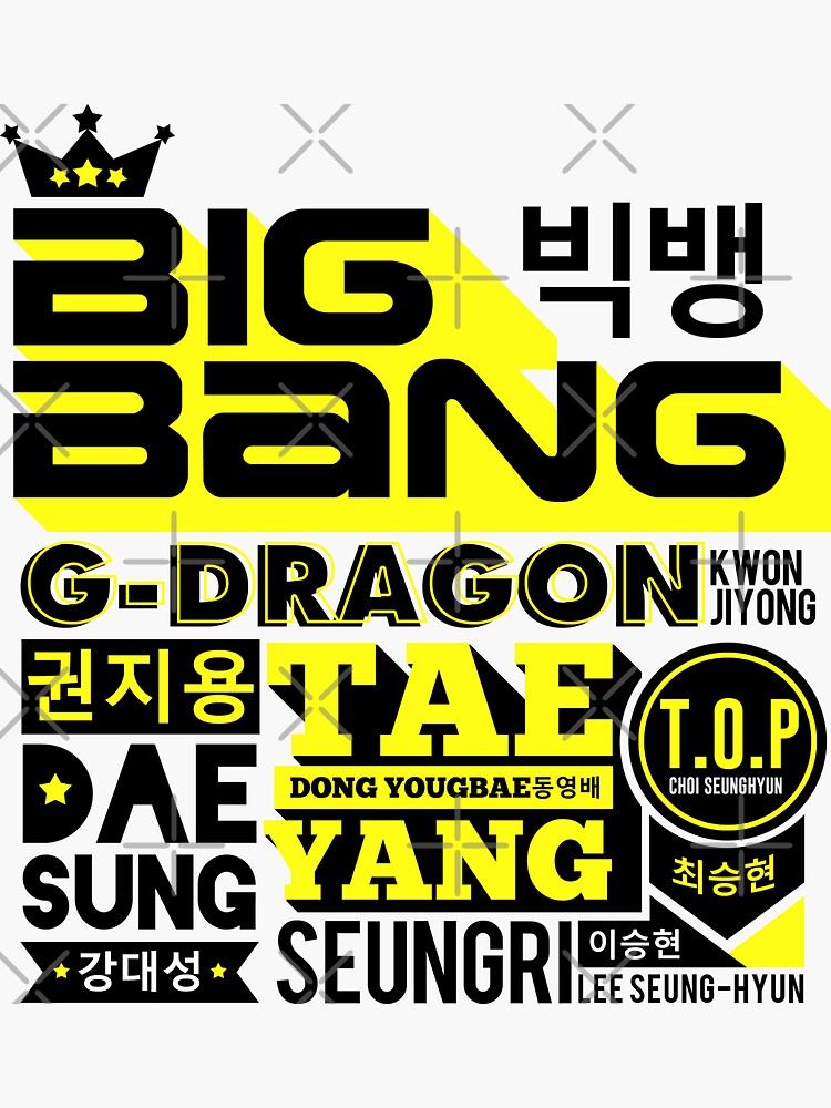 "BIG BANG Font Collage" Sticker for Sale by skeletonvenus | Redbubble