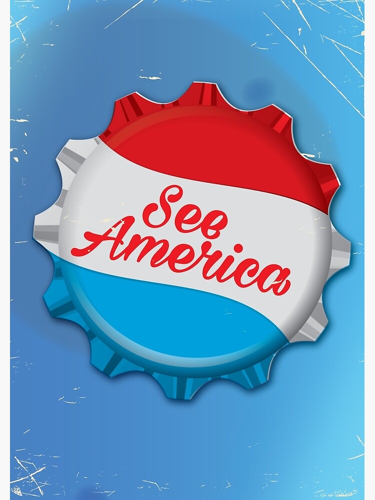 "See America Soda cap vintage travel poster" Art Print by ...