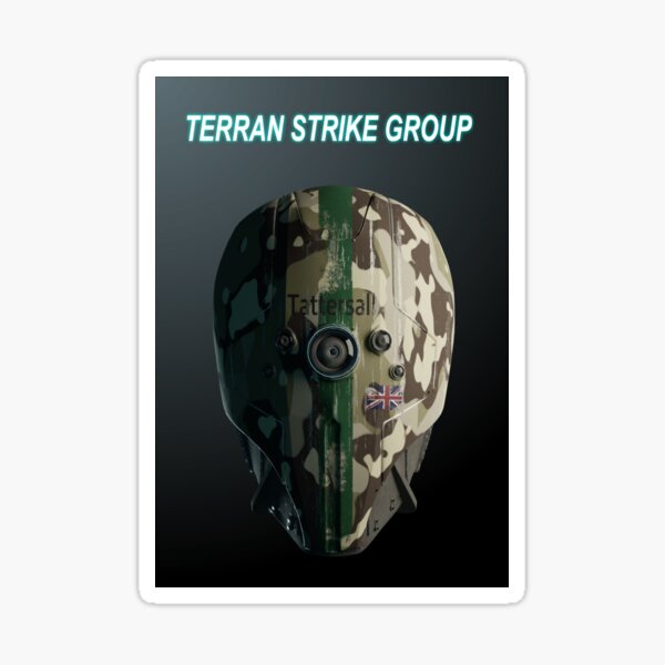 "Terran Strike Group Helmet" Sticker by DBMSciFi | Redbubble