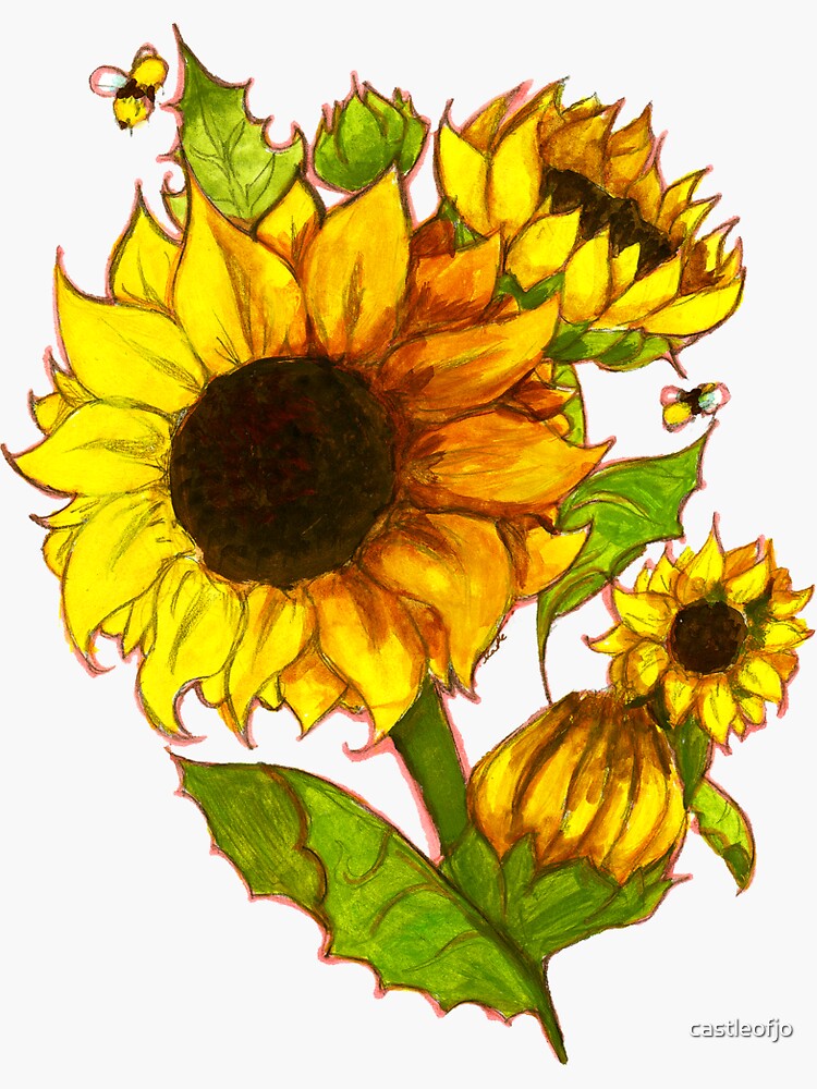 "Sunflowers" Sticker for Sale by castleofjo | Redbubble