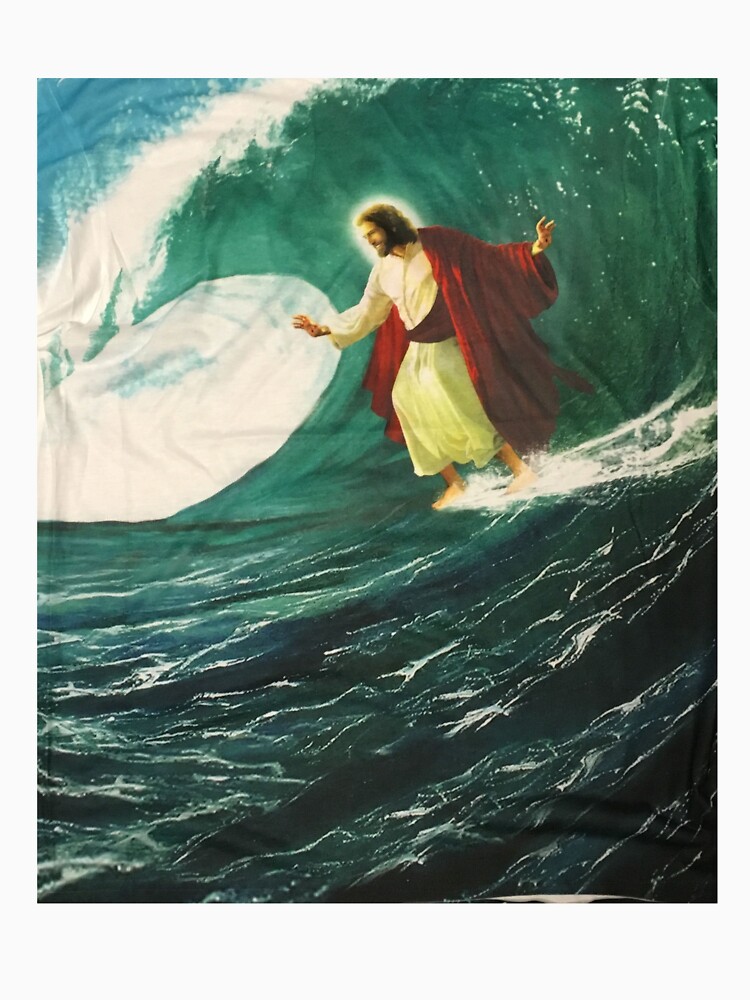 "Surfing Jesus Tshirt " Essential T-Shirt for Sale by thenewnormality ...