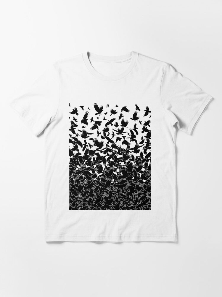 "Raven Crow Flying Birds Abstract Goth Halloween Pattern" T-shirt for ...