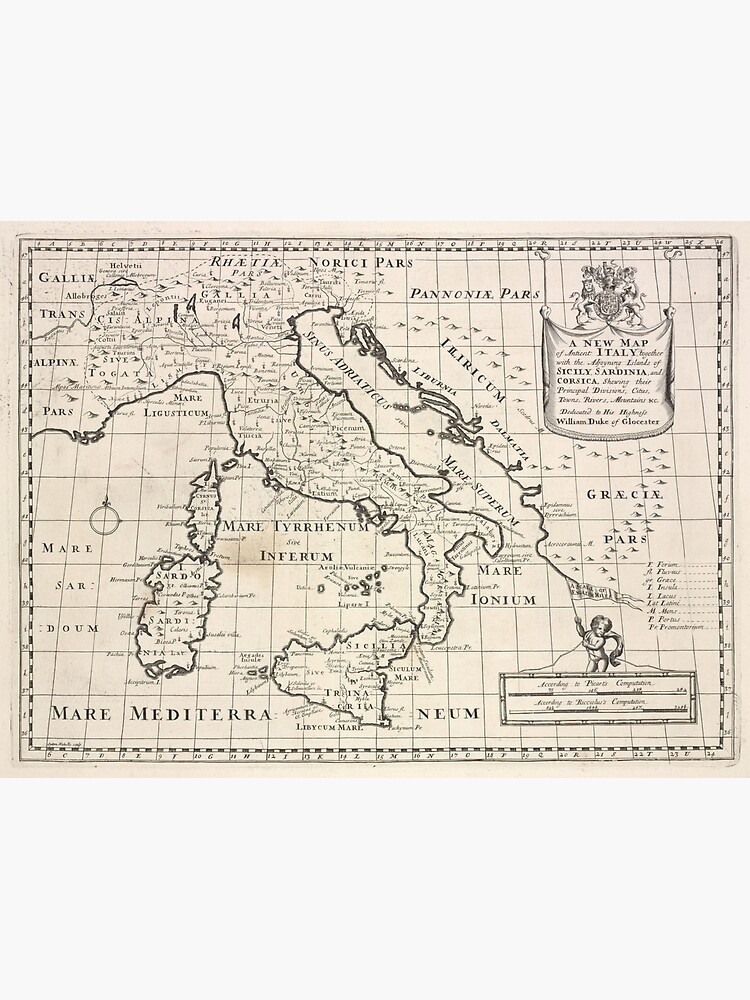 Vintage Map of Italy (1700) Premium Matte Vertical Poster sold by Wedge ...