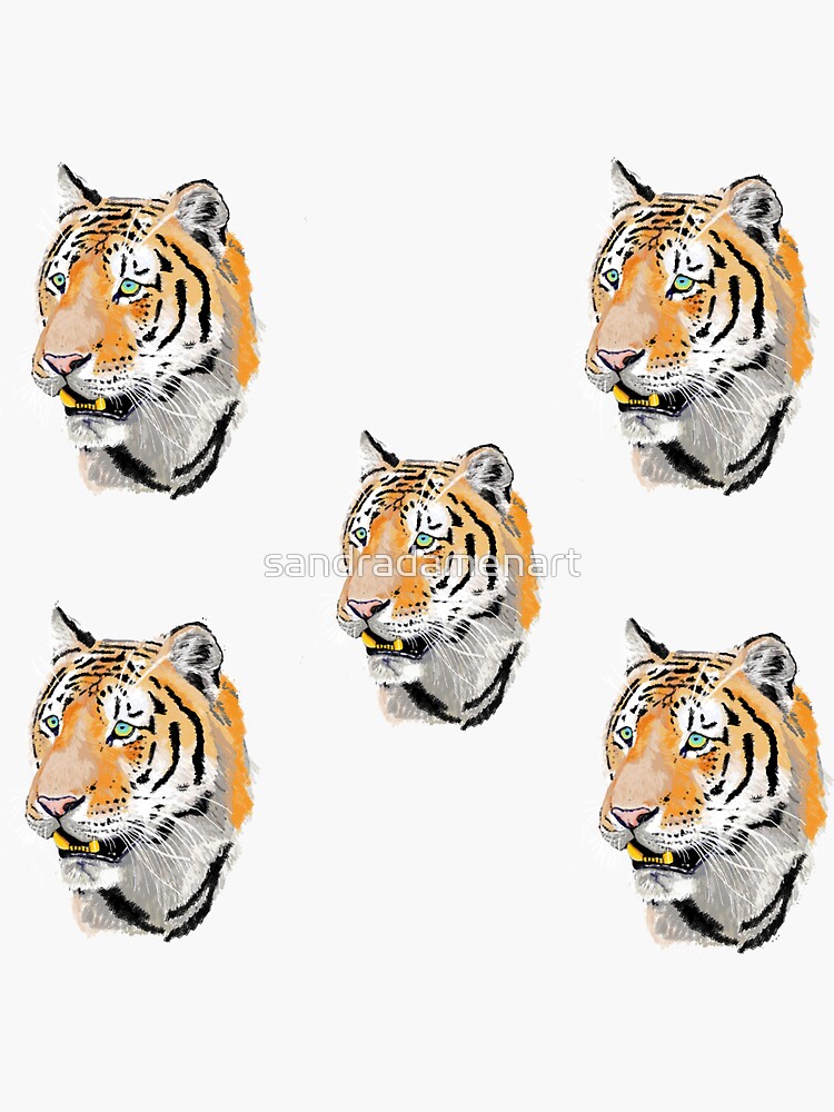 "tiger sticker pack" Sticker for Sale by sandradamenart | Redbubble