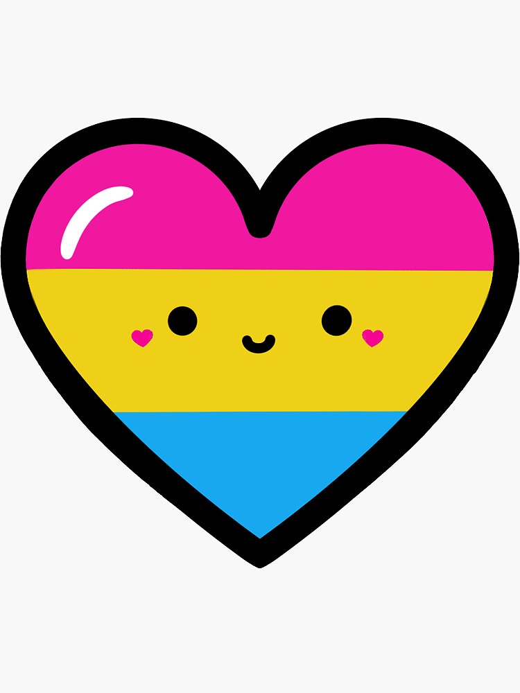"Pansexual Pansexuality Pan Pride Flag LGBTQ+ Kawaii Heart" Sticker for ...