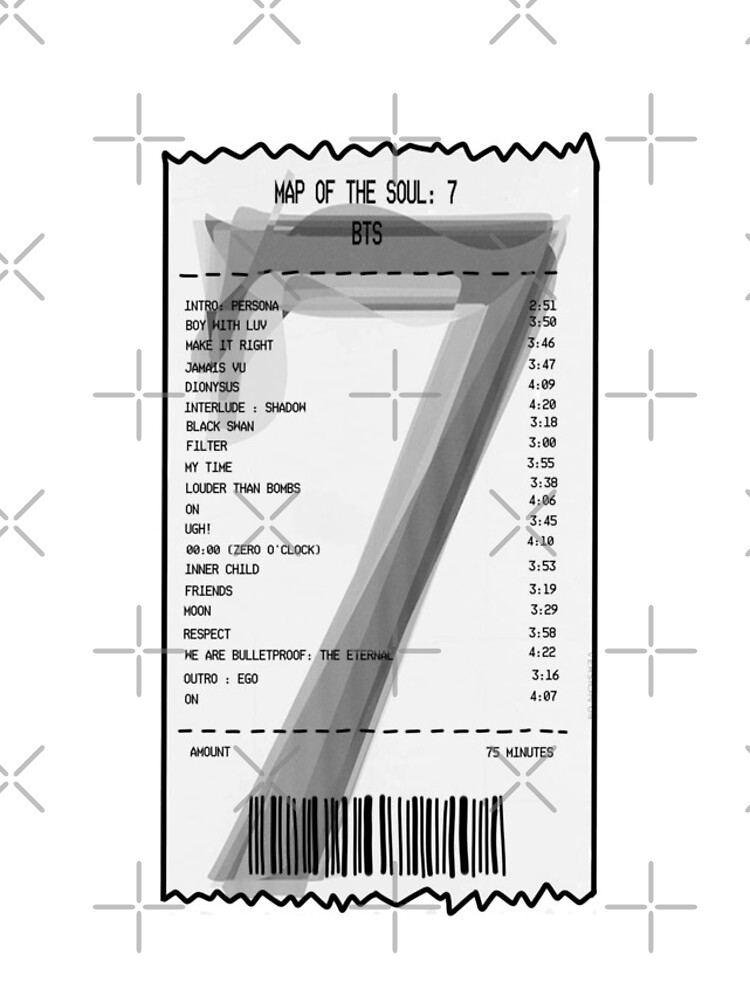 "BTS Receipt Map of the Soul Playlist" iPhone Case for Sale by ...