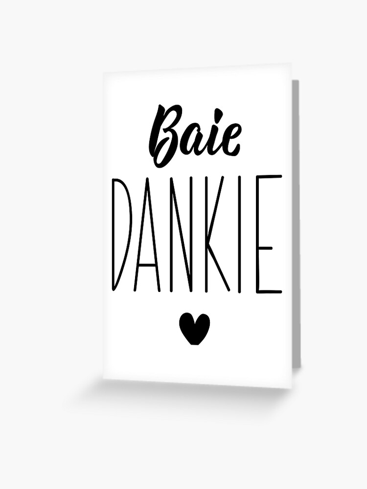"Afrikaans text: Thank you very much. Lettering. Baie dankie" Greeting ...