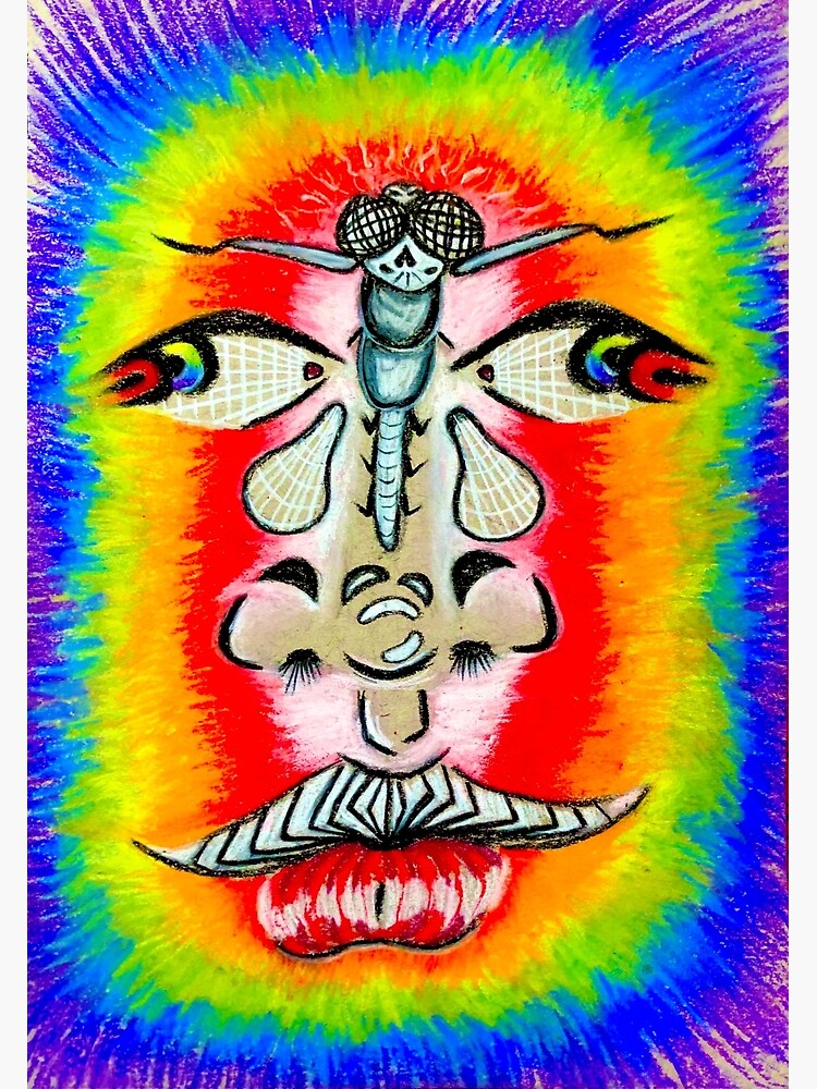 "Trippy Rainbow Dragonfly Face" Art Print by scoutzito | Redbubble