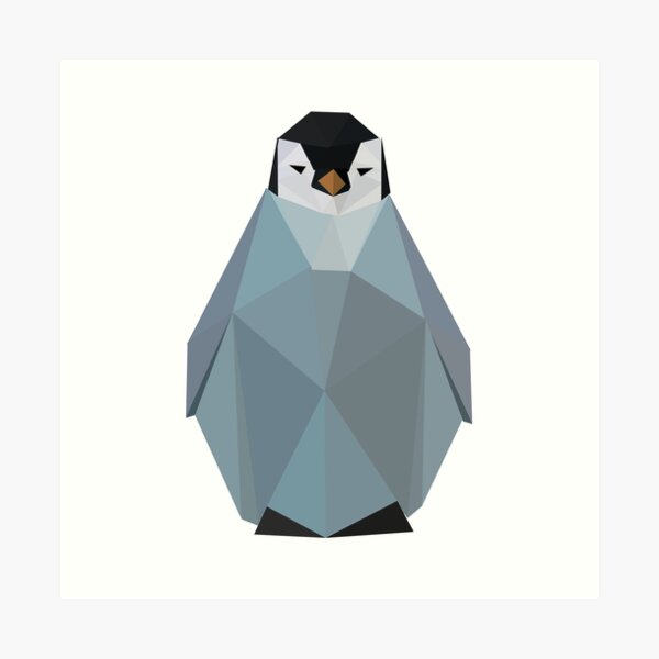 "Cute Polygon Baby Penguin" Art Print for Sale by helhol | Redbubble
