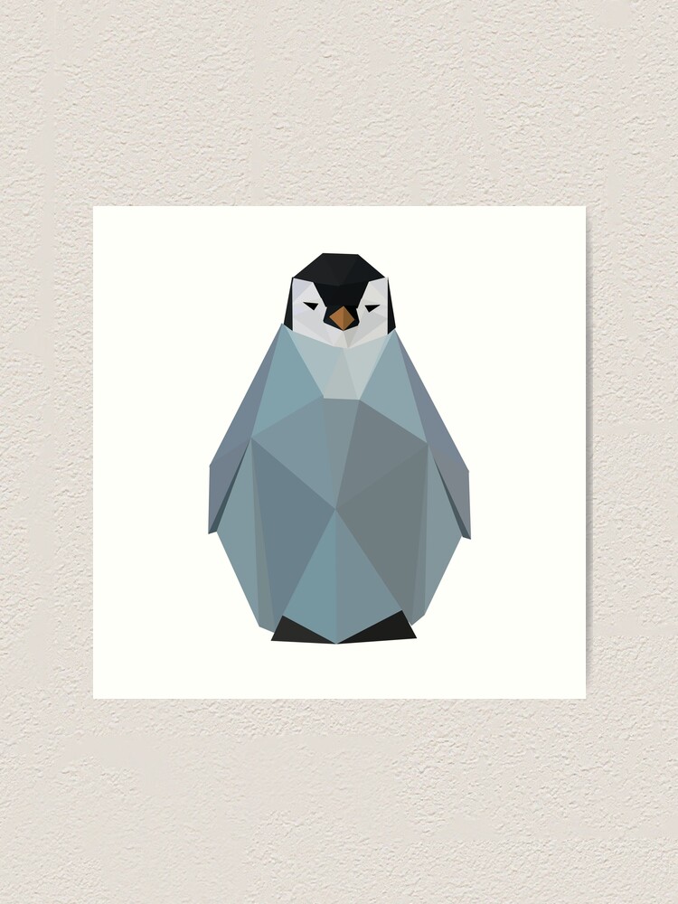 "Cute Polygon Baby Penguin" Art Print for Sale by helhol | Redbubble