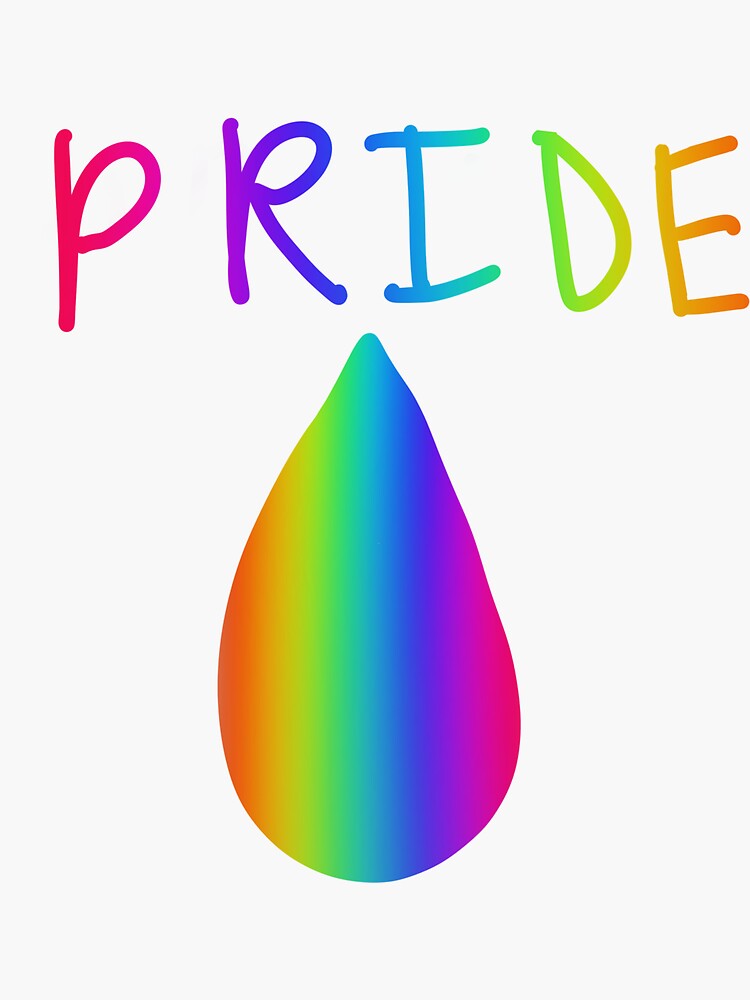 "Rainbow pride droplet with the word PRIDE in rainbow" Sticker for Sale ...