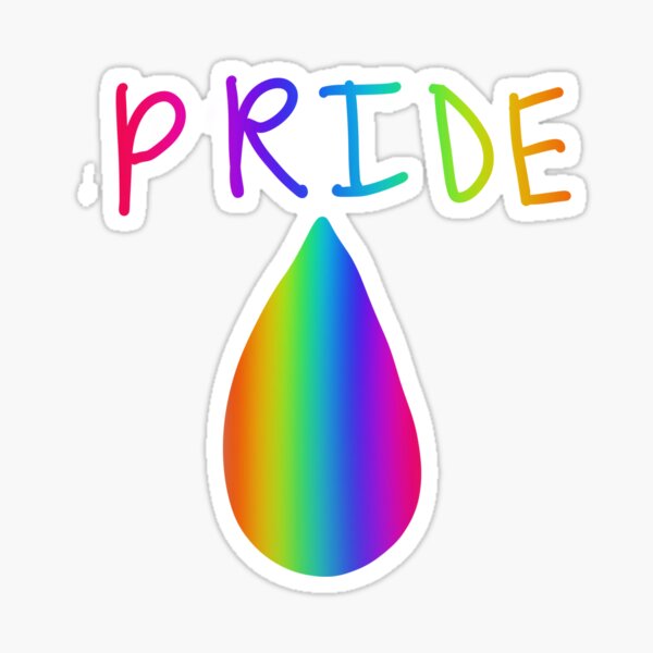 "Rainbow pride droplet with the word PRIDE in rainbow" Sticker for Sale ...