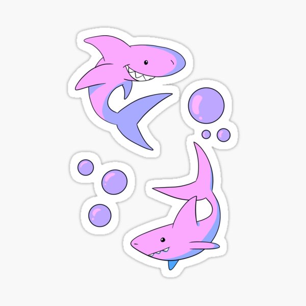 "Cute pink sharks in the ocean - wildlife" Sticker by PatrickGervacio ...