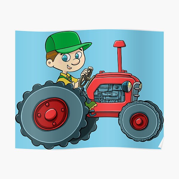 "farmer and red tractor" Poster for Sale by duxpavlic | Redbubble