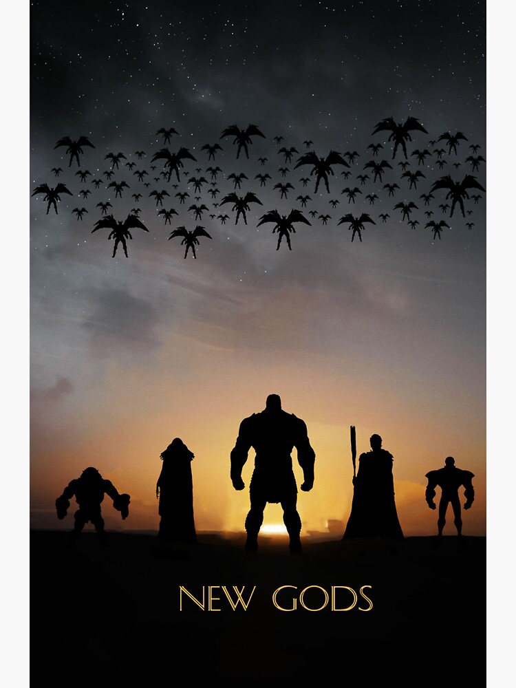 "NEW GODS POSTER" Sticker for Sale by Bossart12 | Redbubble