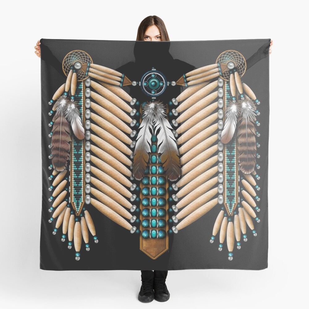 "Native American Warrior Chestplate in Bone and Turquoise" Scarf for ...
