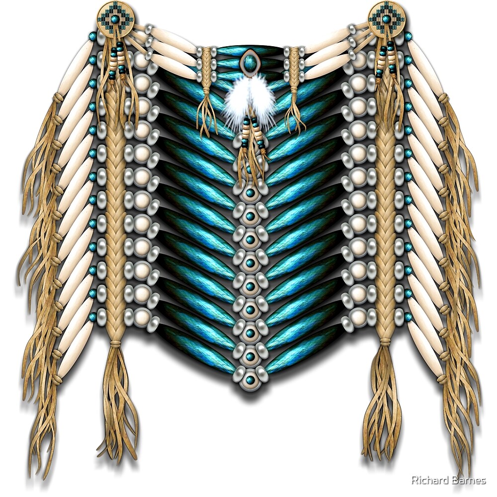 "Native American Warrior Chestplate in Ivory and Blue" by Ricky Barnes ...