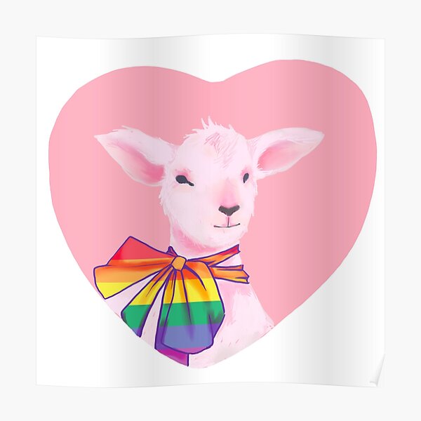 "Cottagecore pink lgbtq goat" Poster by MyYellowBird | Redbubble