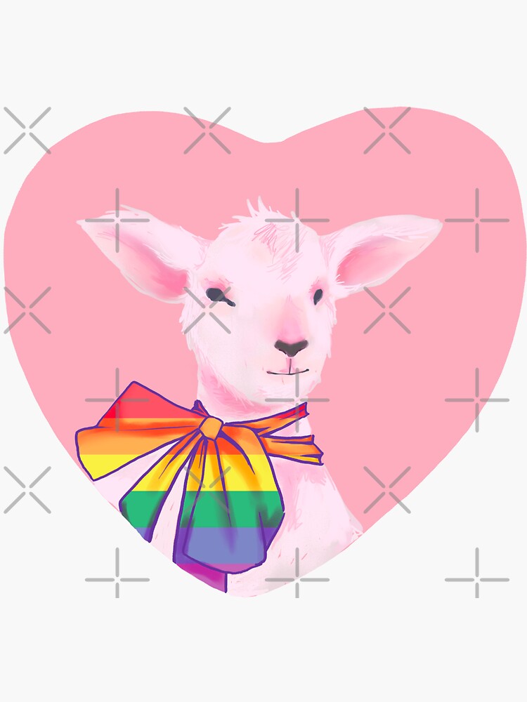 "Cottagecore pink lgbtq goat" Sticker by MyYellowBird | Redbubble