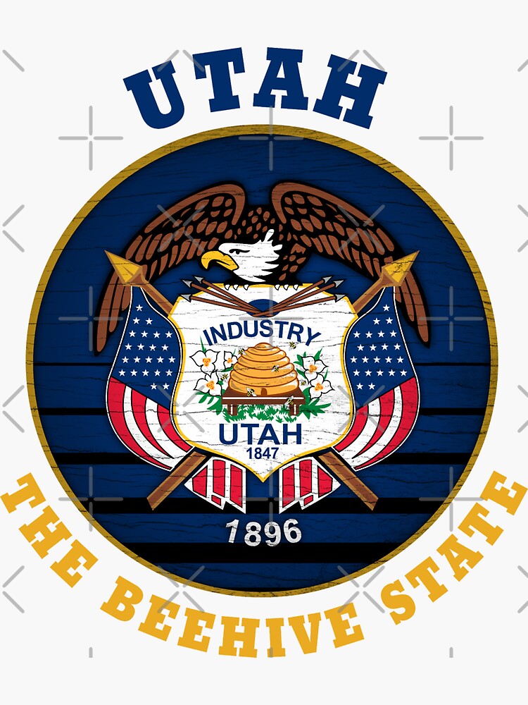 "UTAH BEEHIVE STATE FLAG" Sticker for Sale by Madjack66 | Redbubble