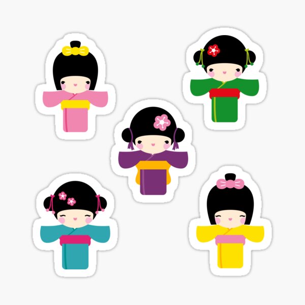 "Cute Japanese Kimono Girls Sticker Pack" Sticker for Sale by ...