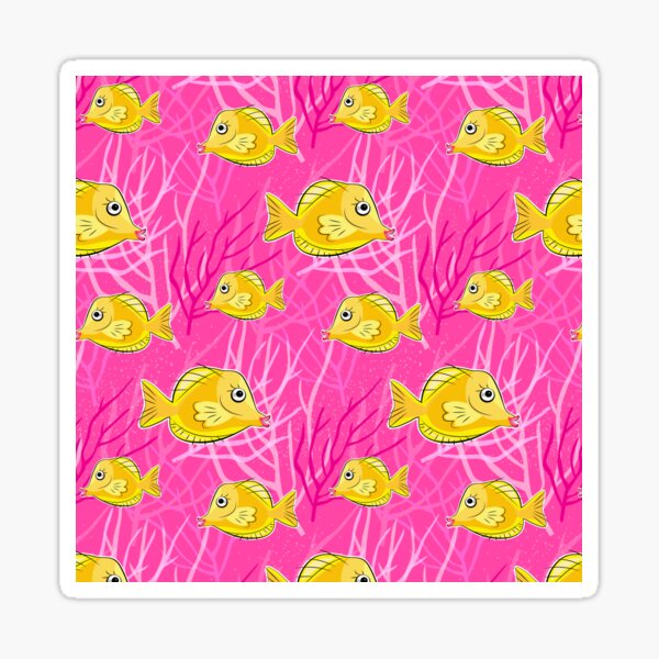 "Tropical Fish Aquarium Hot Pink " Sticker by AntiqueImages | Redbubble